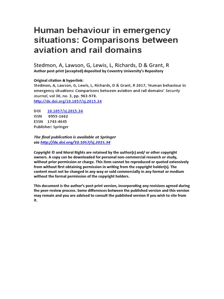 Human Behaviour in Emergencies | PDF | Simulation | Emergency Evacuation