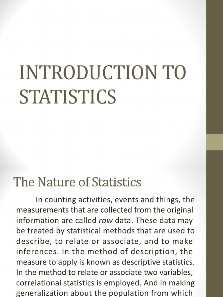 Introduction To Statistics | PDF | Sampling (Statistics) | Statistics