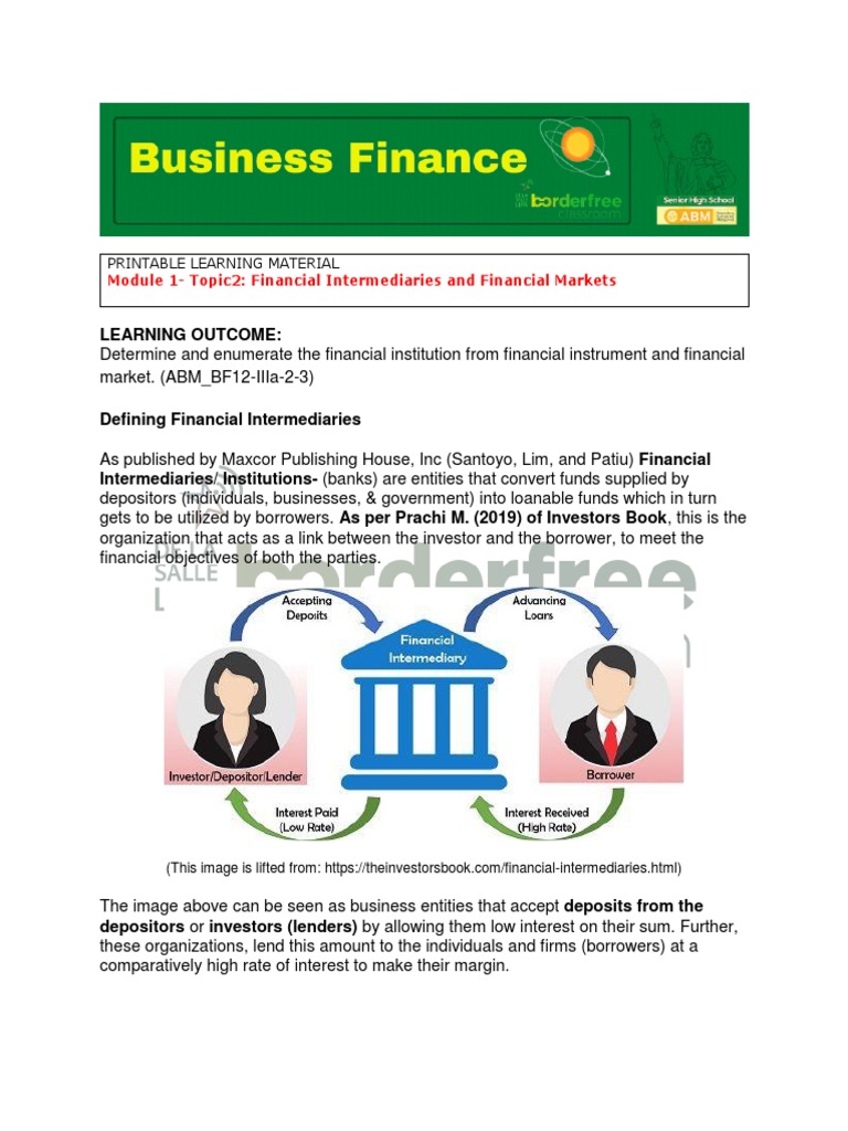 Module 1 - Topic 2 | PDF | Financial Markets | Banks