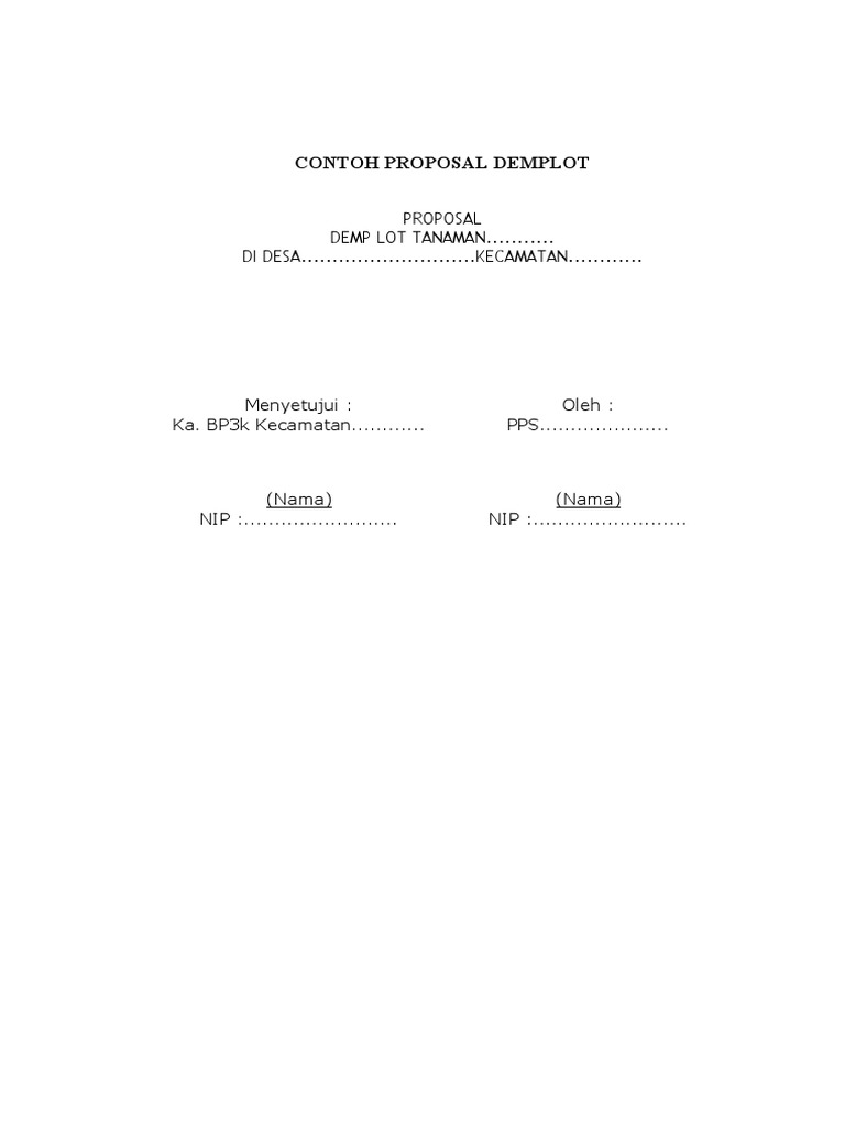 Contoh Proposal Demplot Tanaman | PDF