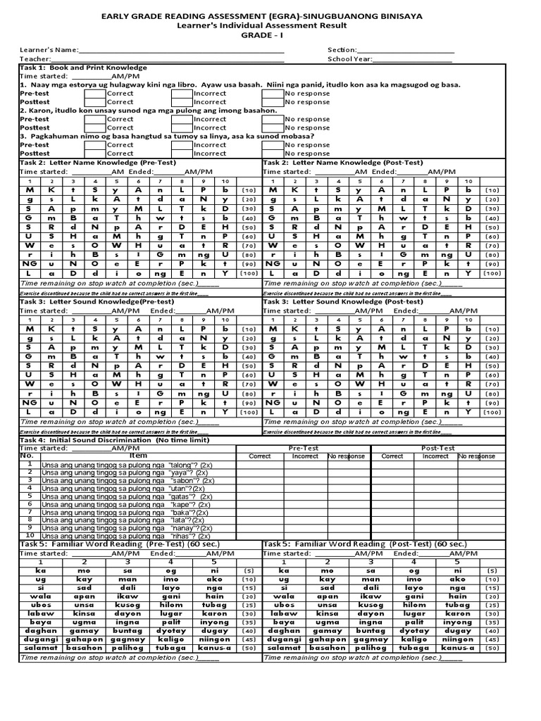 Egra Individual Assessment Ressult | PDF | Cognitive Science | Human ...