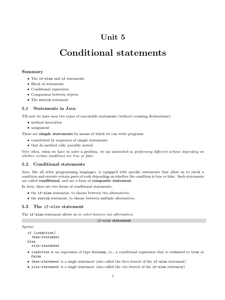 Conditional Statements in Java | PDF | Boolean Data Type | Software Development