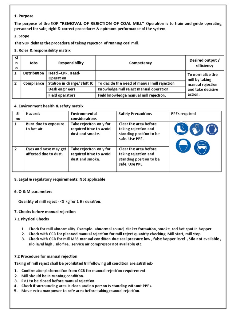 Removal of Mill Reject | PDF | Personal Protective Equipment | Workplace