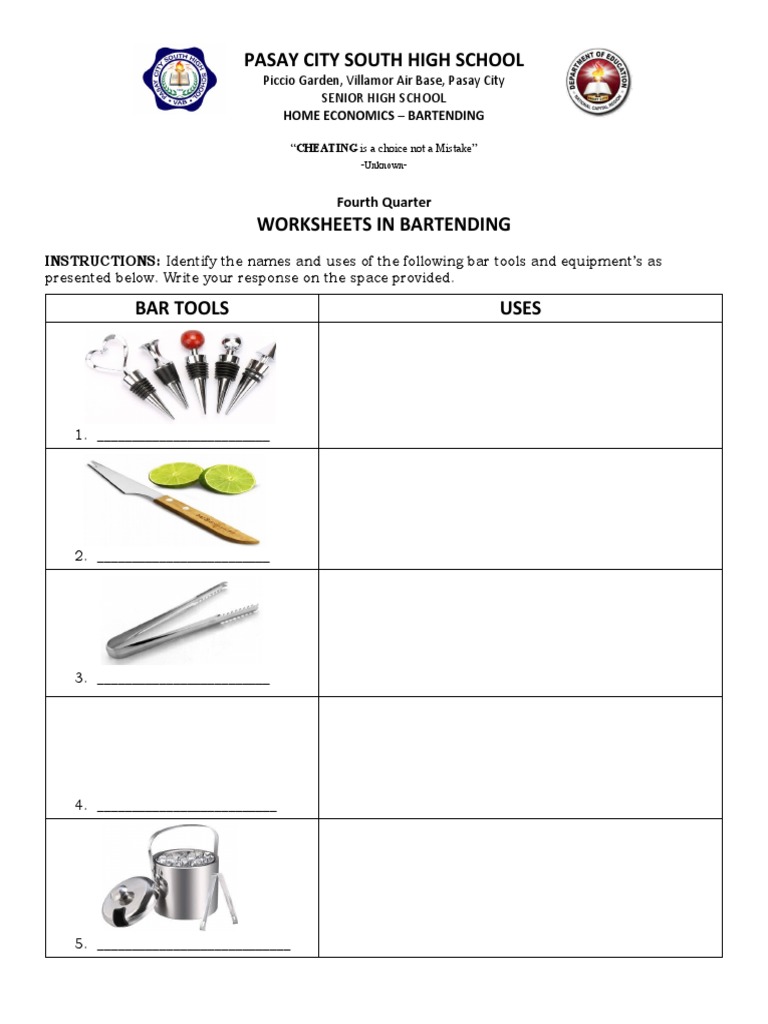 Worksheets in Bartending | PDF