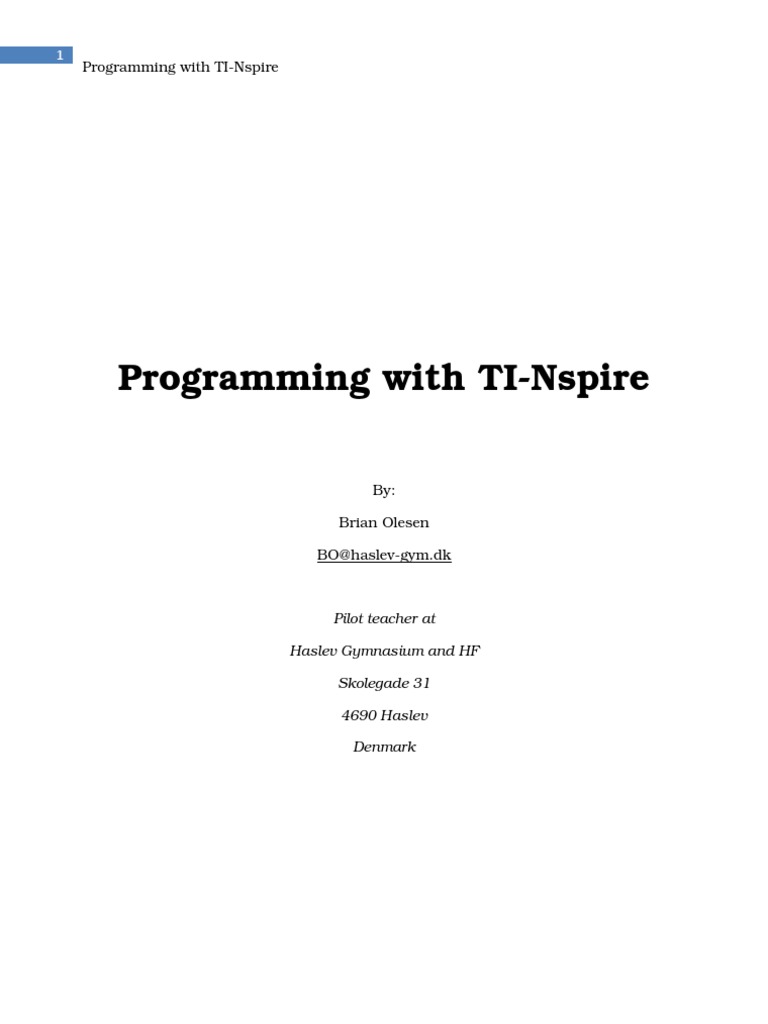 Programming With TI Nspire Final | PDF