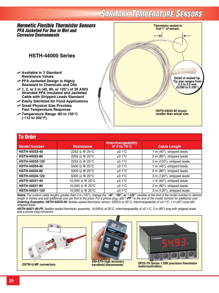 HSTH-44000 Series: Hermetic Flexible Thermistor Sensors | PDF ...