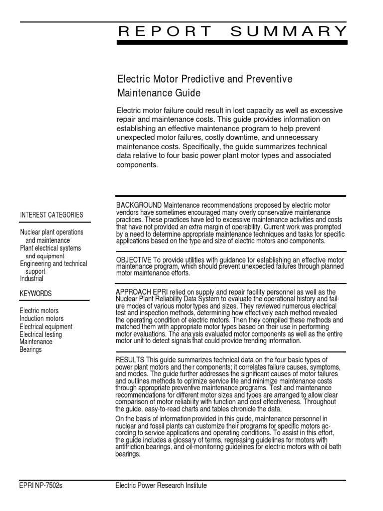Electric Motor Predictive and Preventive Maintenance Guide | PDF ...