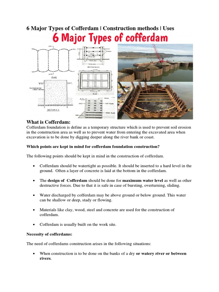 6 Major Types of Cofferdam - Construction Methods - Uses | PDF | Deep ...