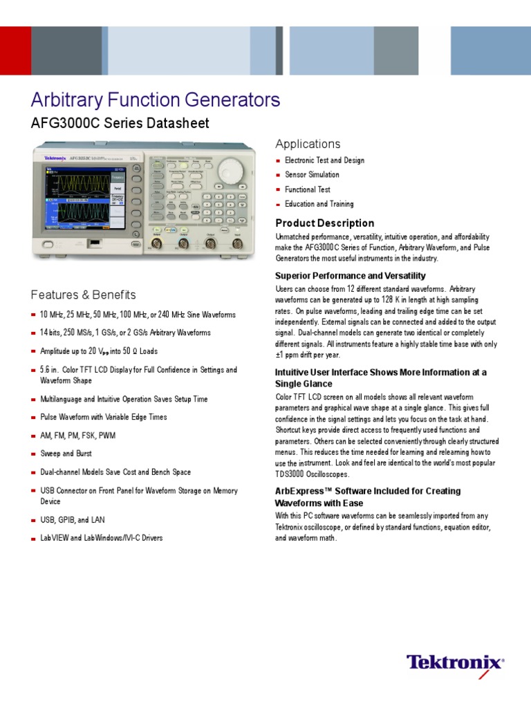 Arbitrary Function Generators: AFG3000C Series Datasheet | PDF ...