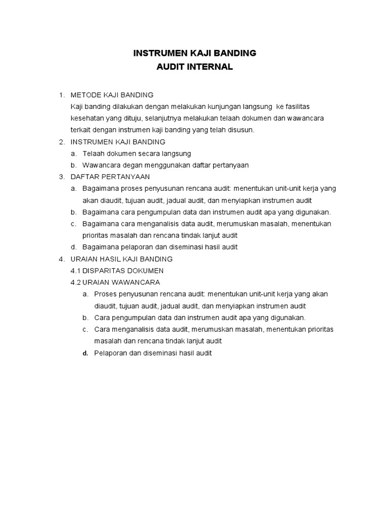 Instrumen Kaji Banding Audit Internal PKM Nalumsari | PDF | Karier & Perkembangan