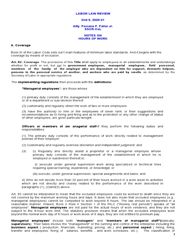 Notes On Hours of Work 2021 | PDF | Overtime | Employment