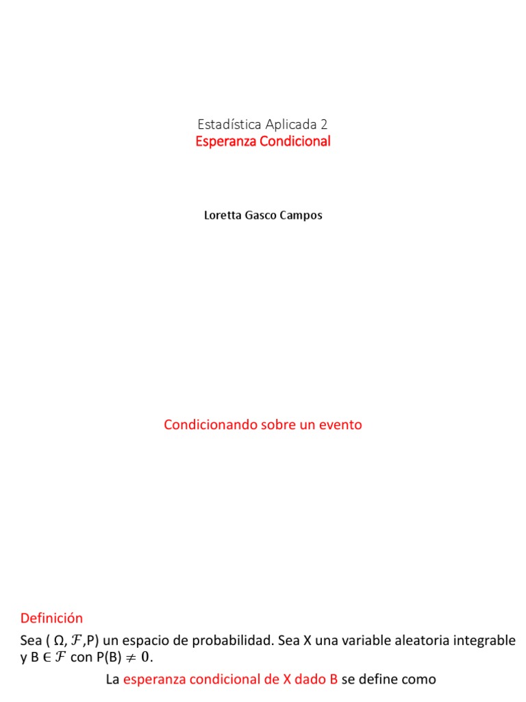 Esperanza Condicional en Estadística Aplicada | PDF | Espacio de ...