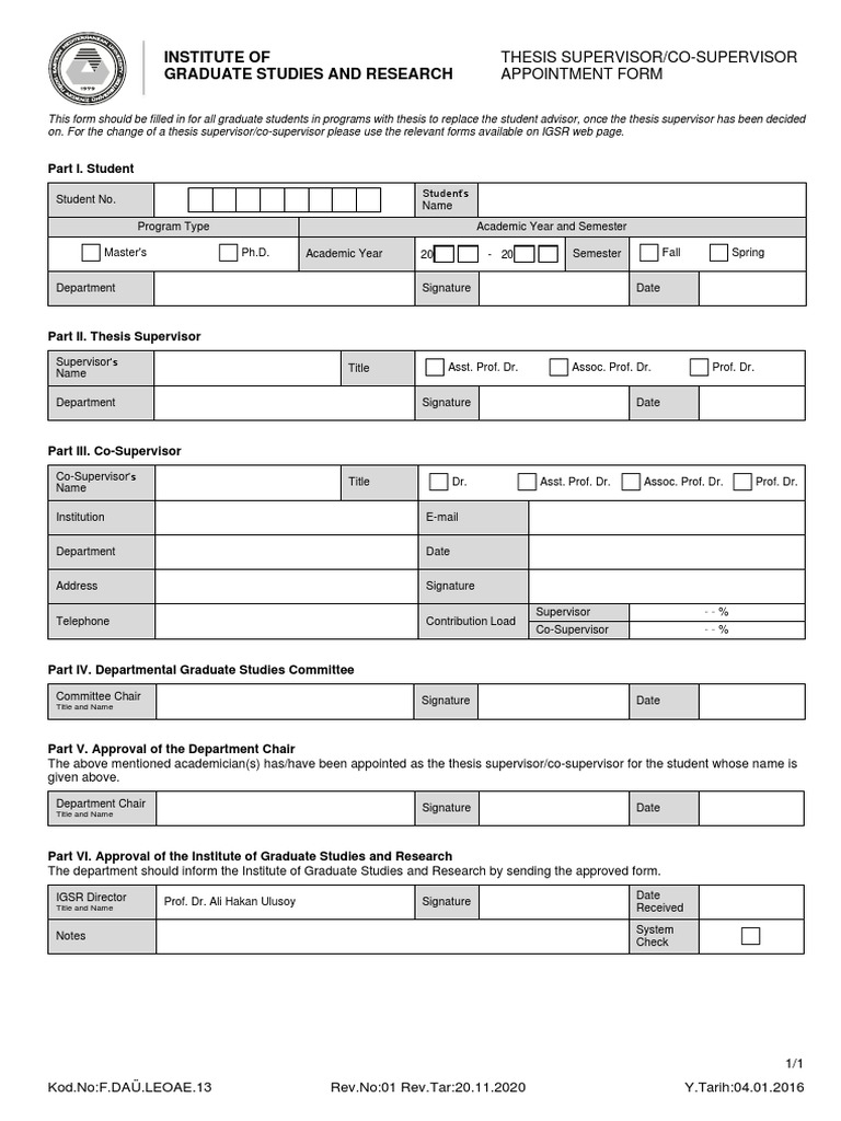 F.emu - IGSR.13 Thesis Supervisor Co-Supervisor Appointment Form-2 ...