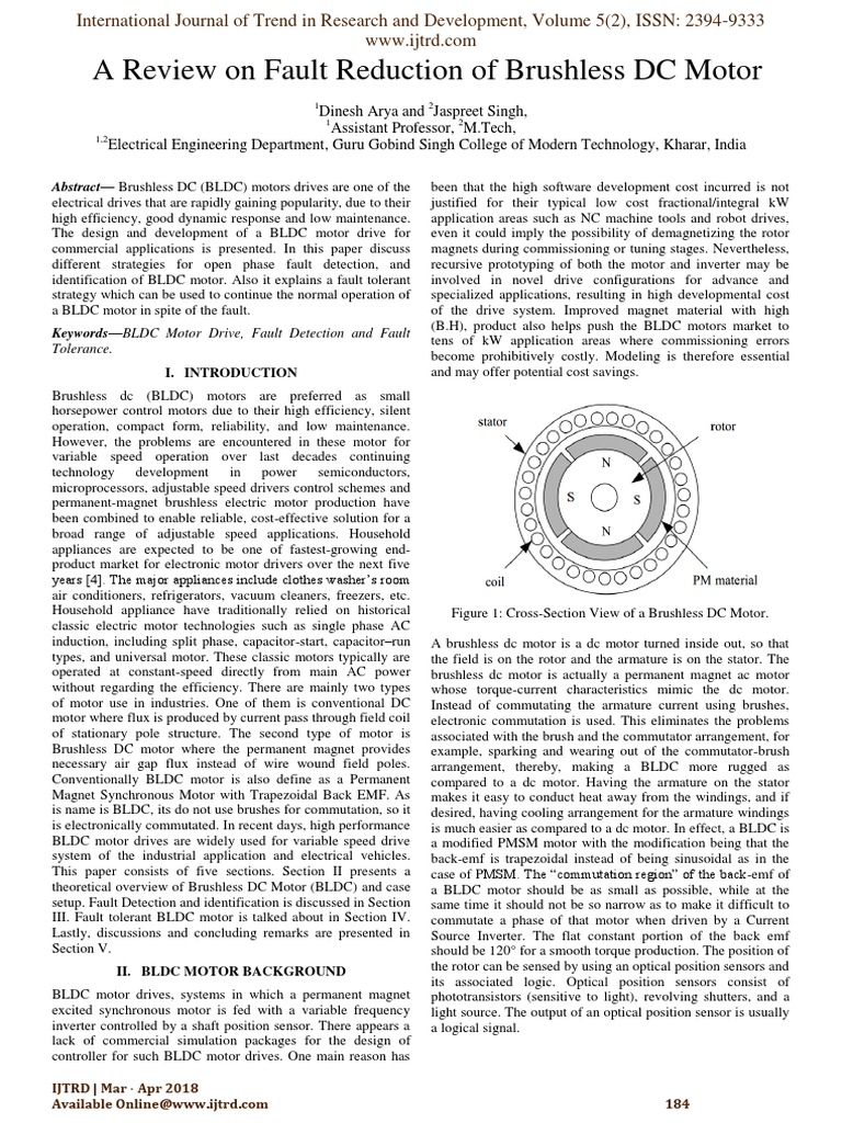 Fault Reduction in Brushless DC Motors | PDF | Electric Motor | Electricity