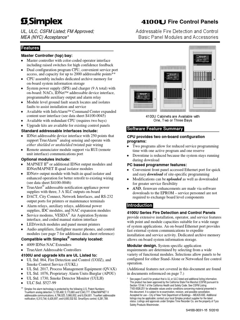 Simplex 4100U Fir Control Panels | PDF | Computer Science ...