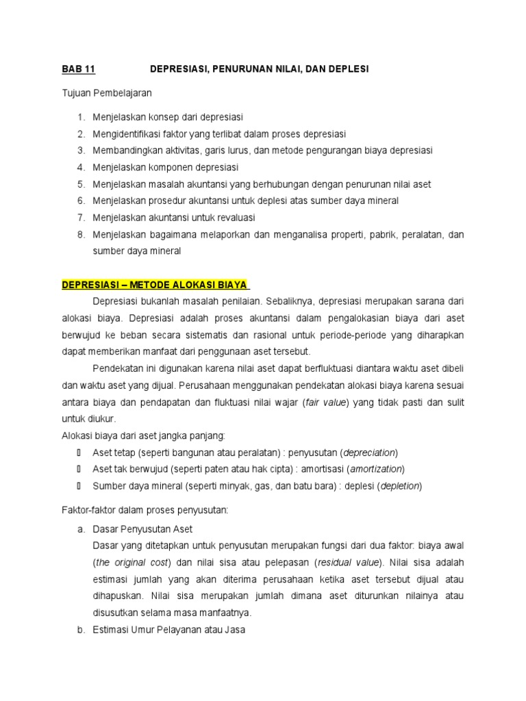 Depresiasi, Penurunan Nilai, Dan Deplesi | PDF