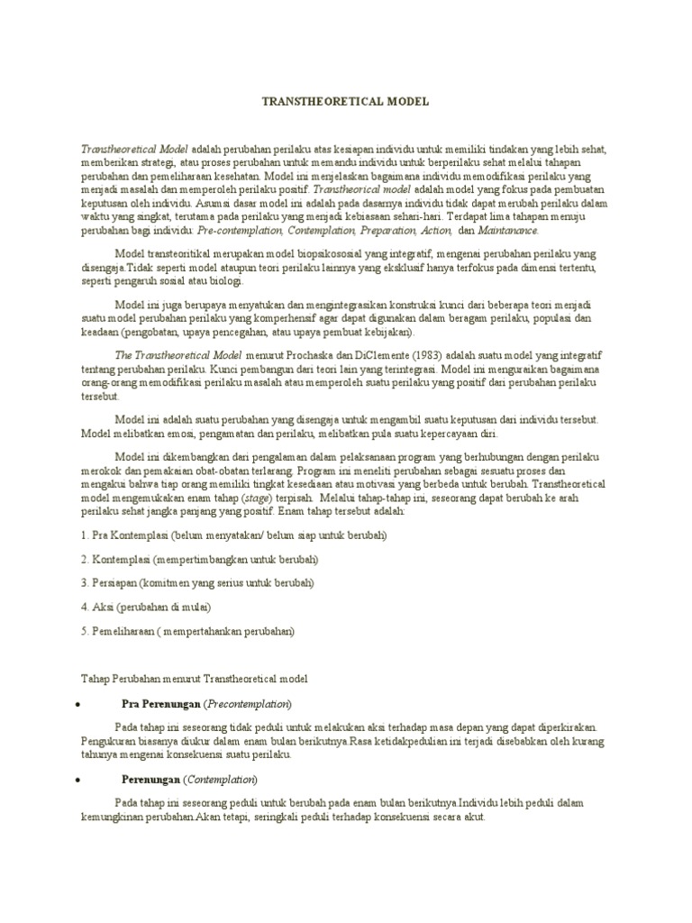 Transtheoretical Model | PDF