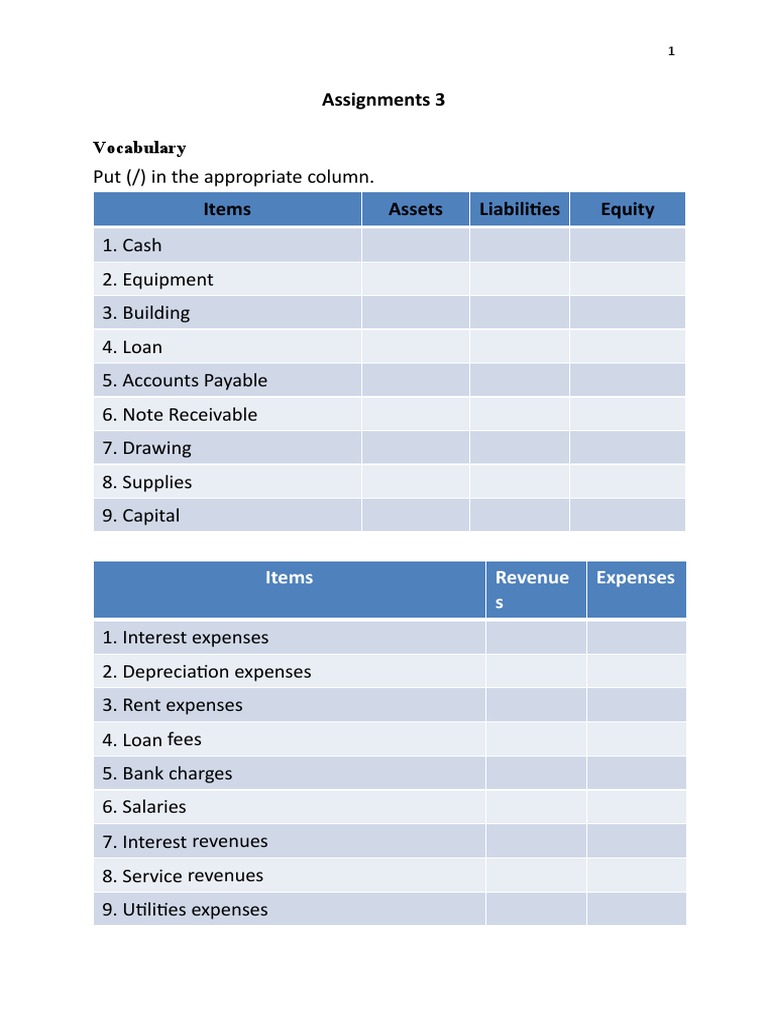 Vocabulary: Assignments 3 | PDF | Debits And Credits | Expense