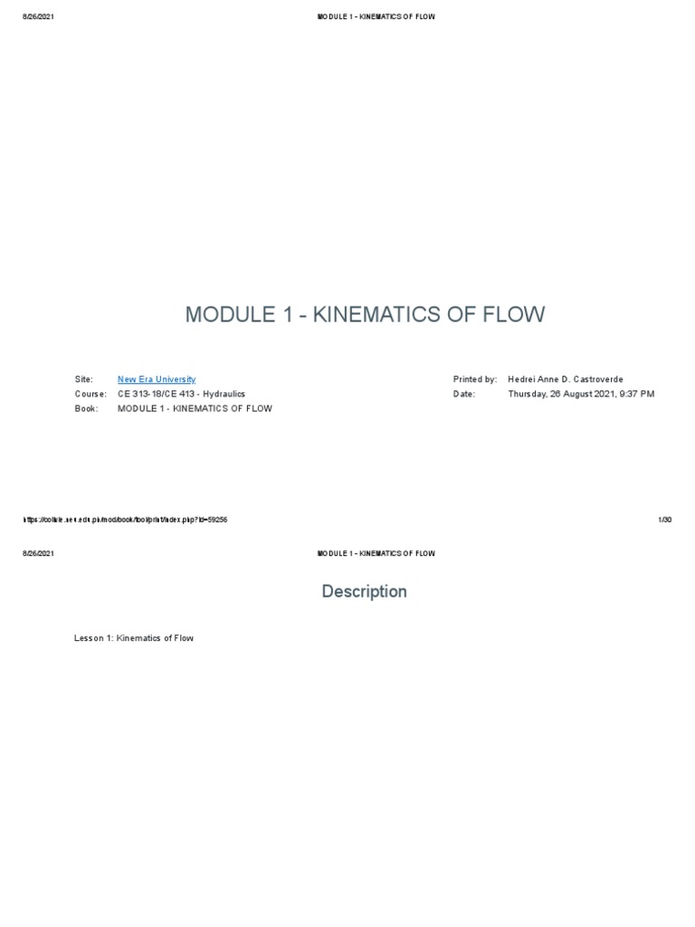 Module 1 - Kinematics of Flow | PDF | Fluid Mechanics | Viscosity