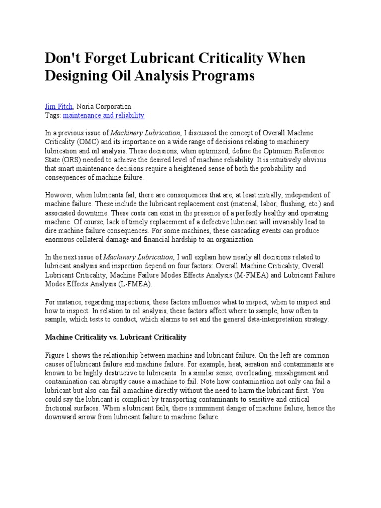 The Relationship Between Machine Criticality and Lubricant Criticality ...
