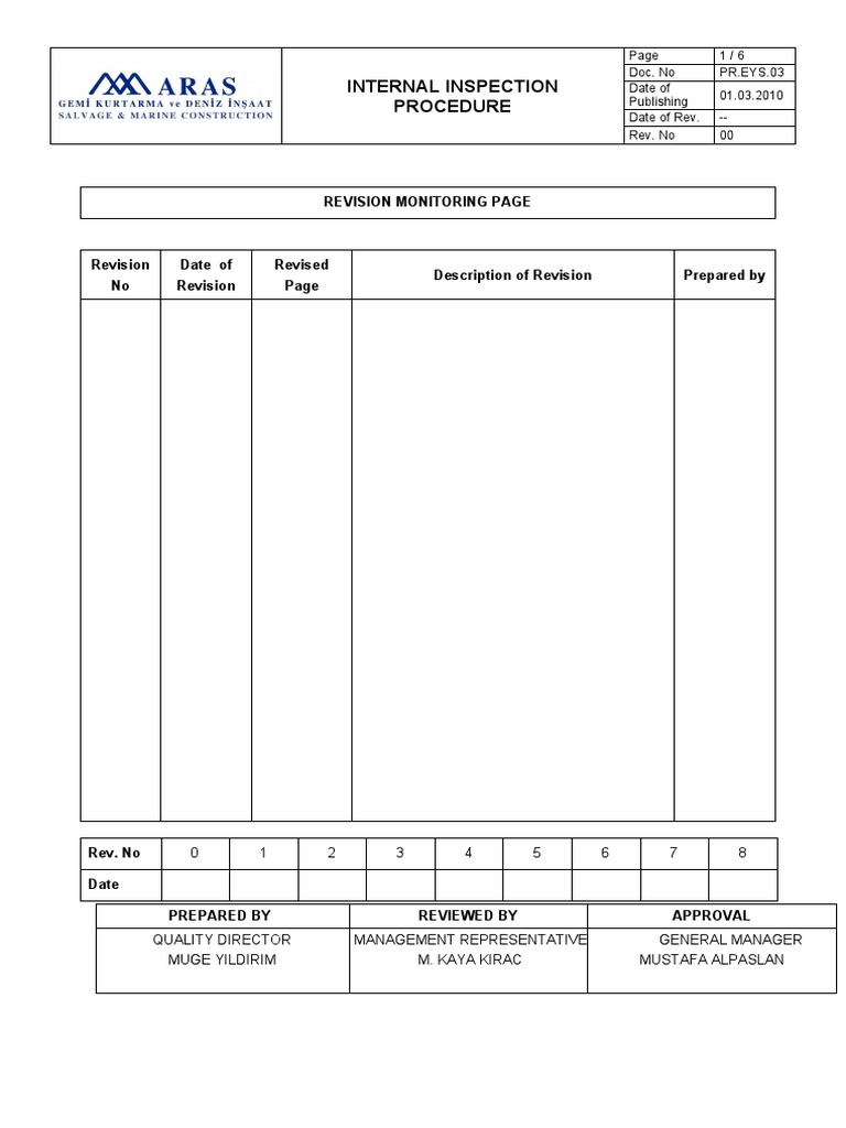 PR - Ims.03 Internal Incpection Procedure | PDF | Audit | Occupational Safety And Health