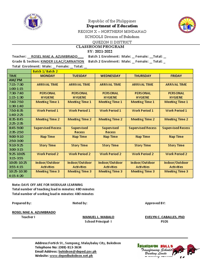 Department of Education: Classroom Program SY: 2021-2022 | PDF ...