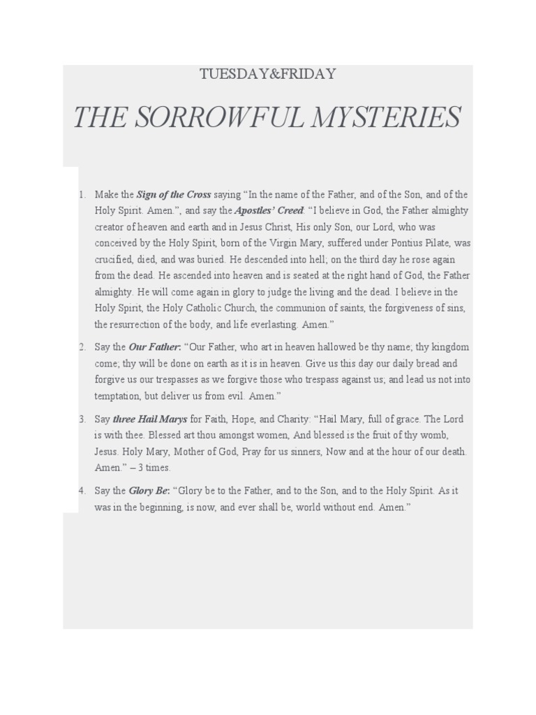The Sorrowful Mysteries | PDF | Jesus | God The Father