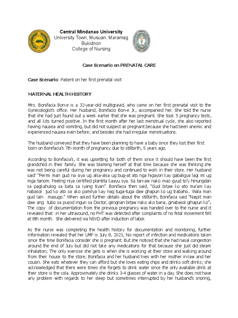 Prenatal Case Scenario | PDF | Menstruation | Pregnancy