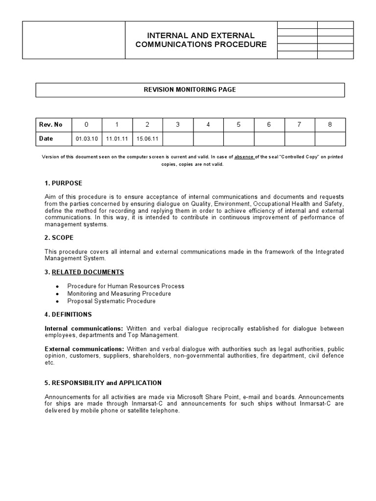 Internal and External Communication Procedure | PDF | Occupational ...