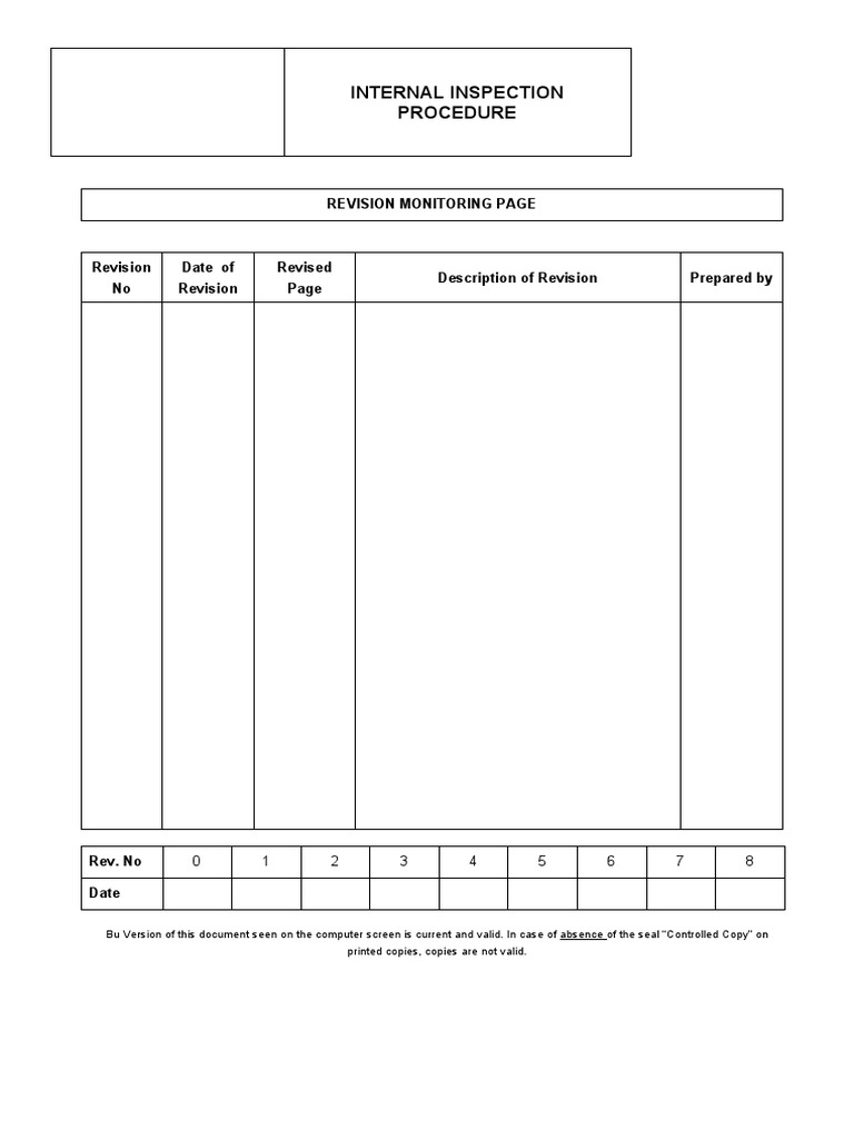 Internal Inspection Procedure Overview | PDF | Audit | Evaluation