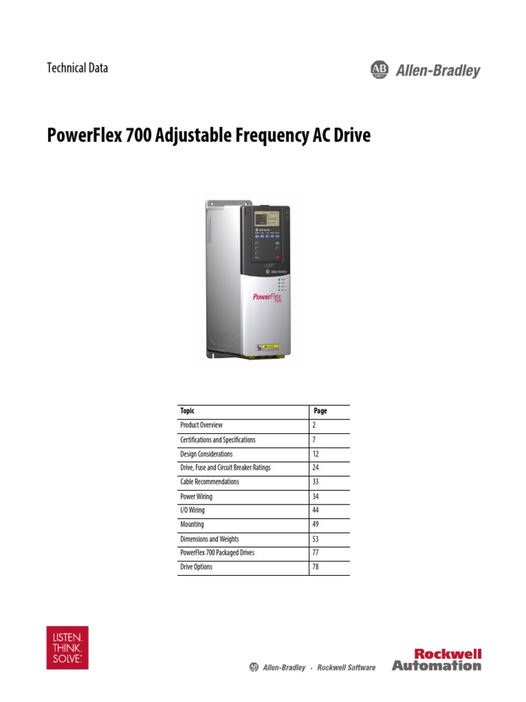 Powerflex 700 Adjustable Frequency Ac Drive: Technical Data | PDF ...