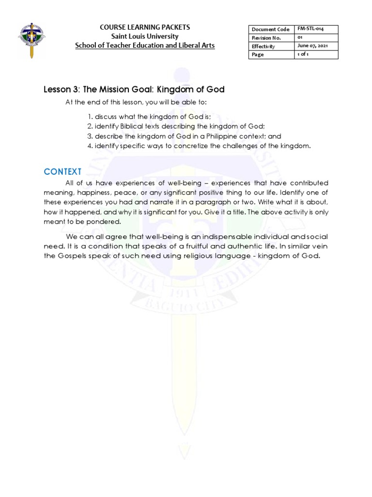 Module 2 Lesson 3 CONTEXT | PDF | Self-Improvement | Wellness