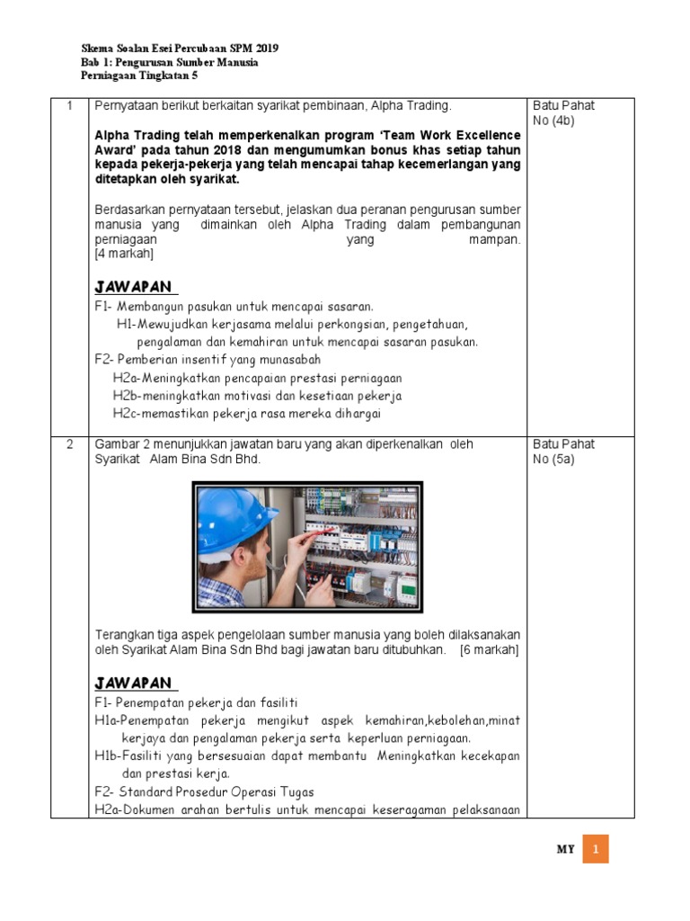 Skema Soalan Esei PErcubaan 2019 B1T5 | PDF