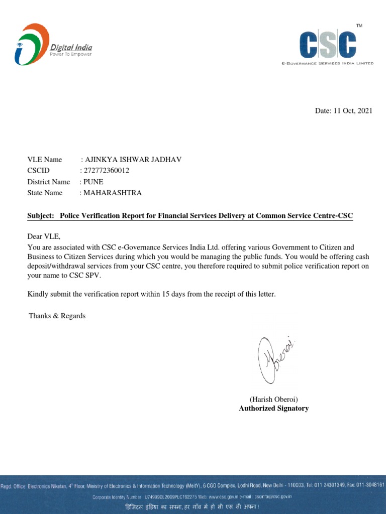 Police Verification272772360012 | PDF