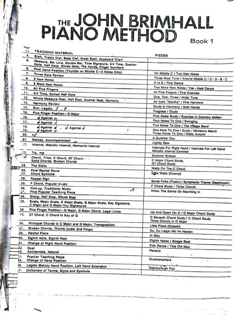 John Brimhall Piano Method Book 1 | PDF