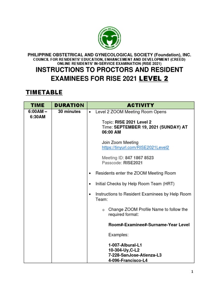 Instructions To Proctors and Resident Examinees For Rise 2021 Level 2 | PDF | Mac Os | Microsoft ...