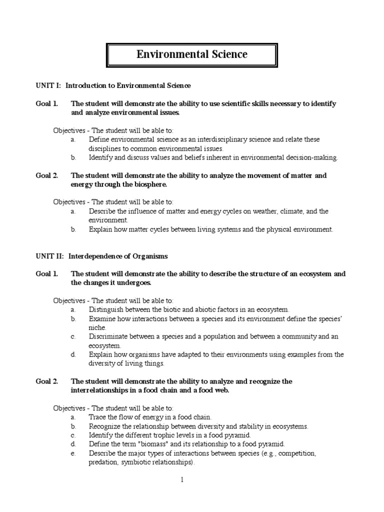 Environmental Science Curriculum Guide | PDF | Natural Environment ...