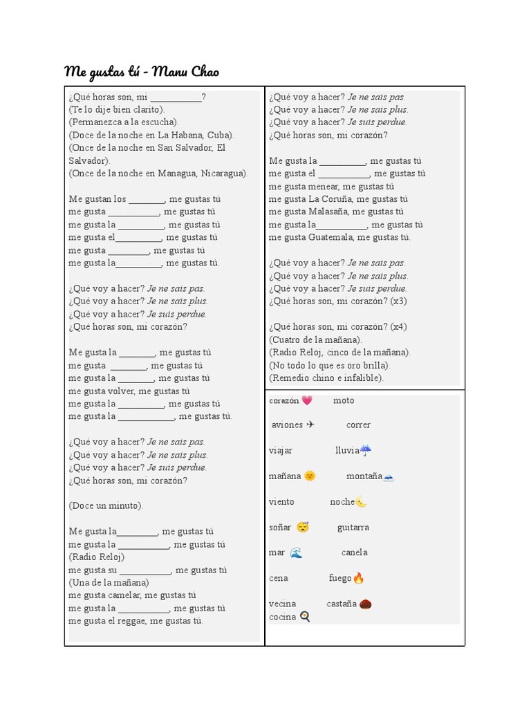 Me Gustas Tú - Manu Chao | PDF