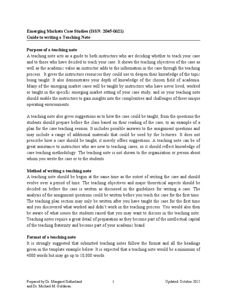 EMCS Teaching Note Template | PDF | Case Study | Lecture