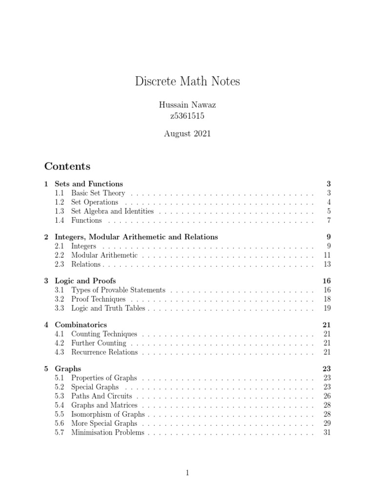 Discrete Notes | PDF | Set (Mathematics) | Function (Mathematics)