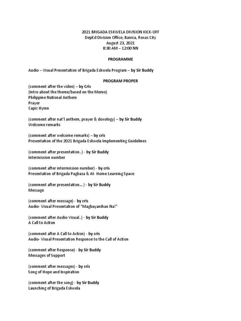 script-BRIGADA ESKWELA | PDF