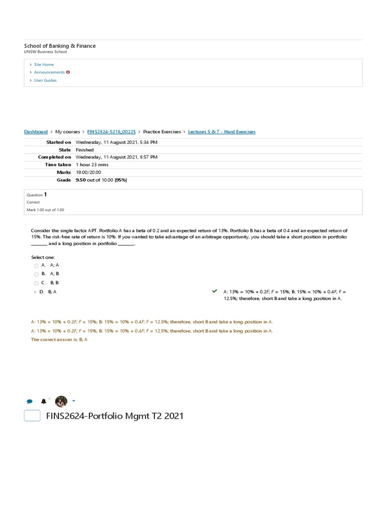 Lectures 5 & 7 - Hard Exercises - Attempt Review | PDF | Capital Asset ...