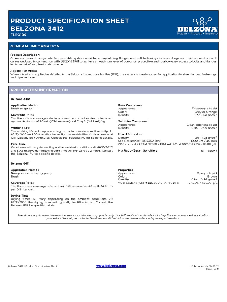 Product Specification Sheet BELZONA 3412: General Information | PDF | Building Engineering ...