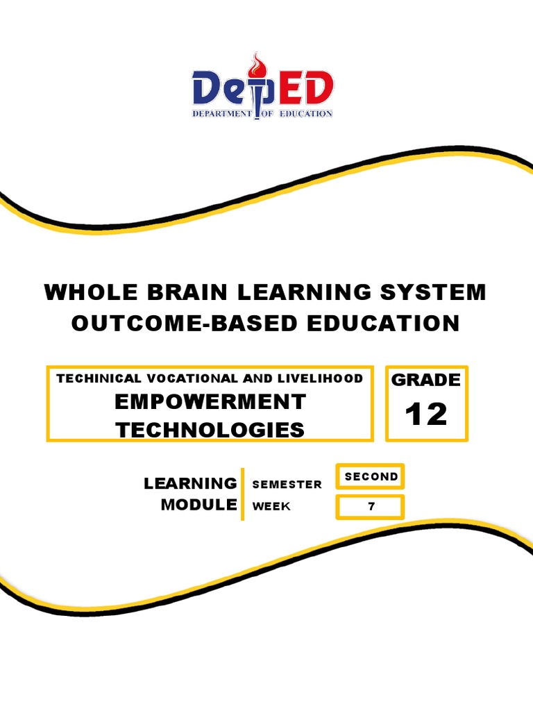 Grade 12 Etech TVL q2wk7 | PDF | Educational Technology | Spreadsheet