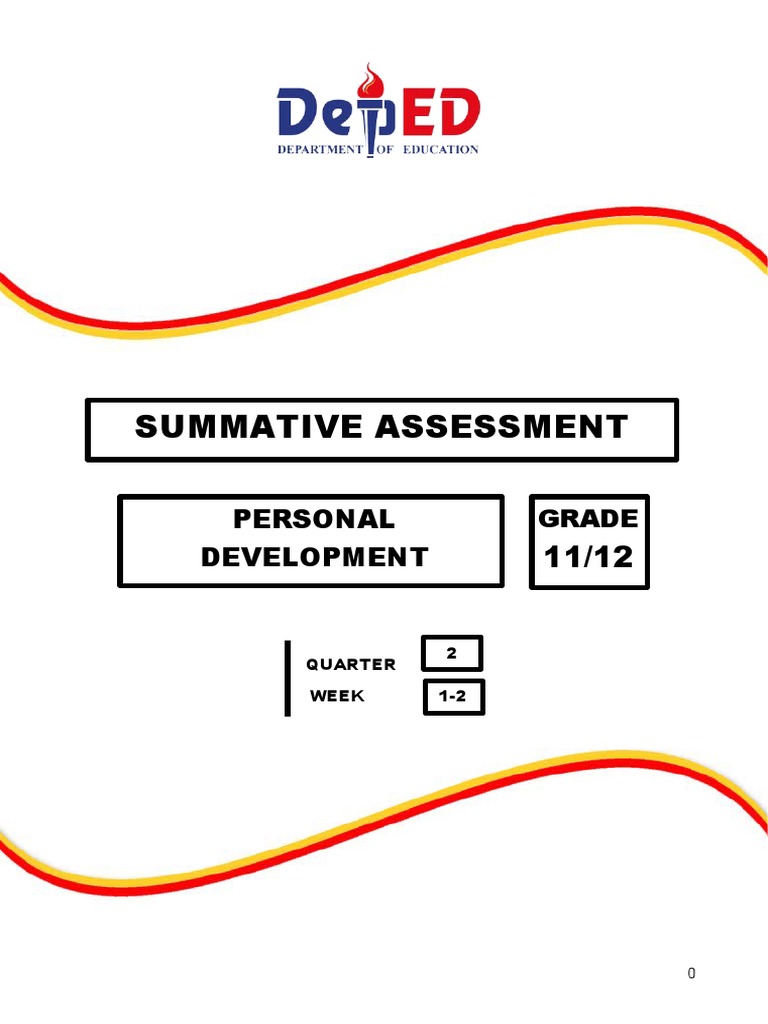 Perdev W1 W2 Q2 Summative Assessment | PDF | Self Esteem | Rubric (Academic)