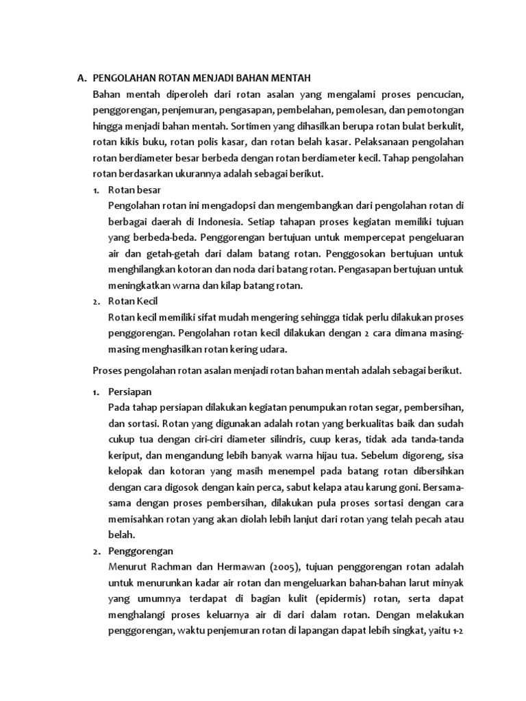 Pengolahan Rotan Menjadi Bahan Mentah | PDF