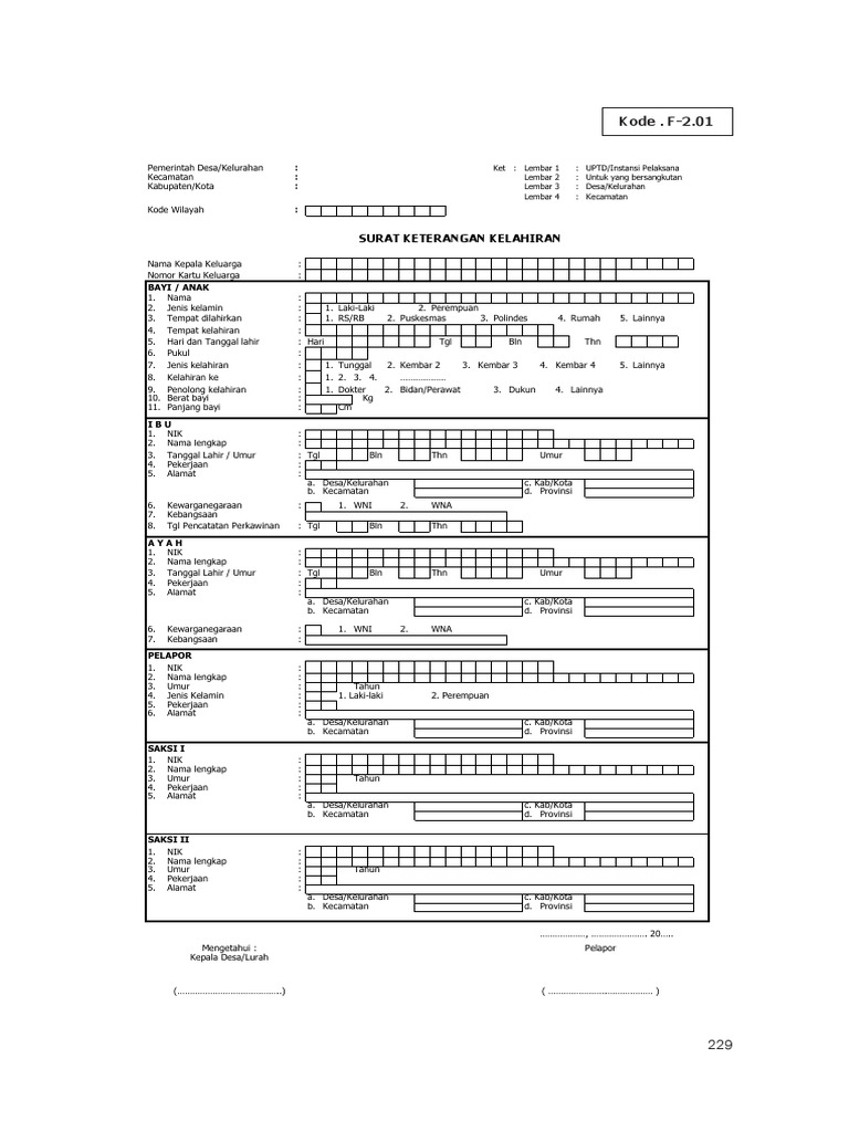 F-2.01 (Form Akta Kelahiran) | PDF