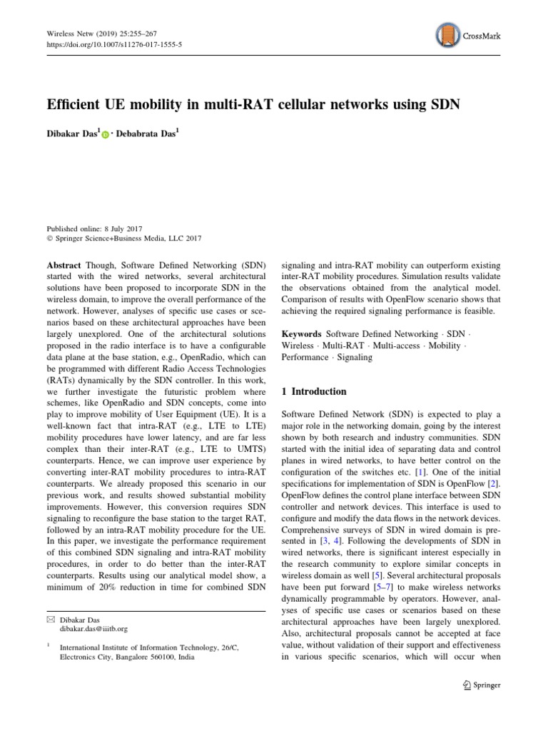 Efficient UE Mobility in multi-RAT Cellular Networks Using SDN | PDF ...