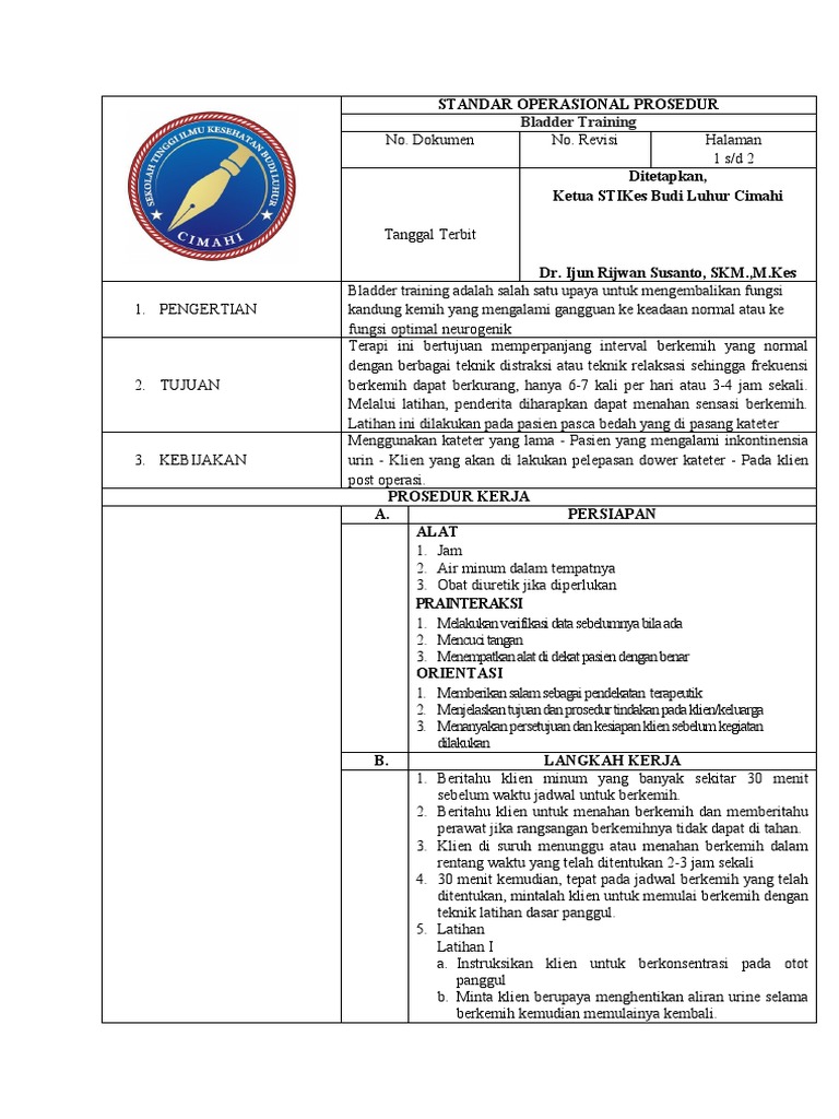 SOP Bladder Training | PDF