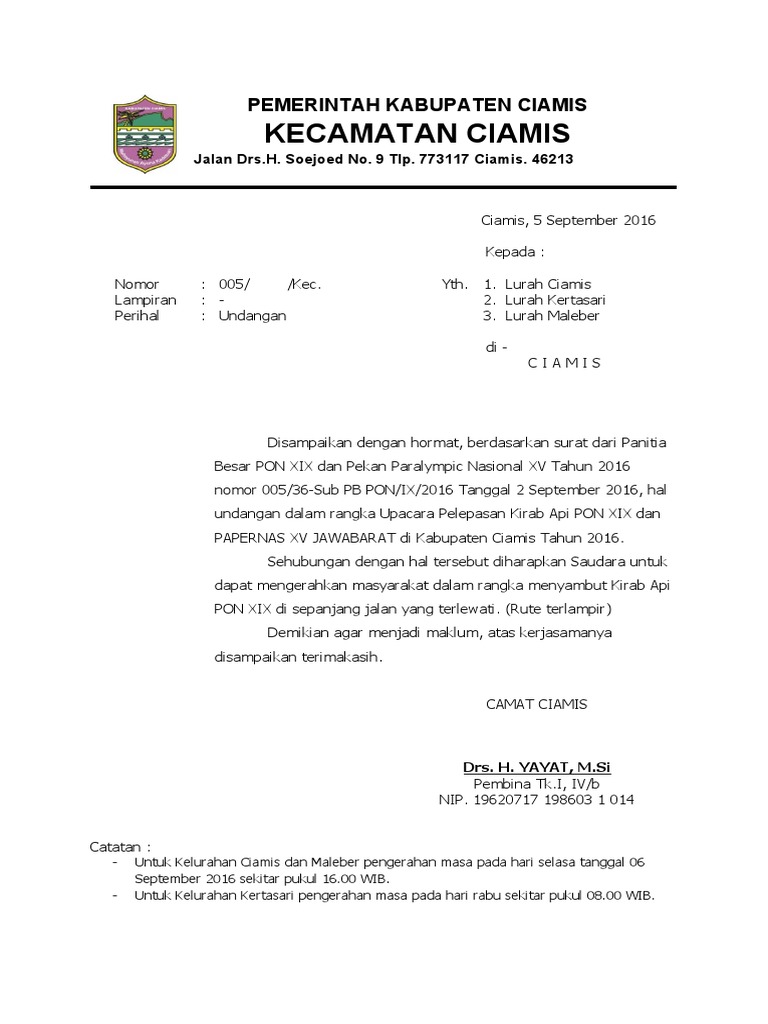Surat Undangan Api PON | PDF